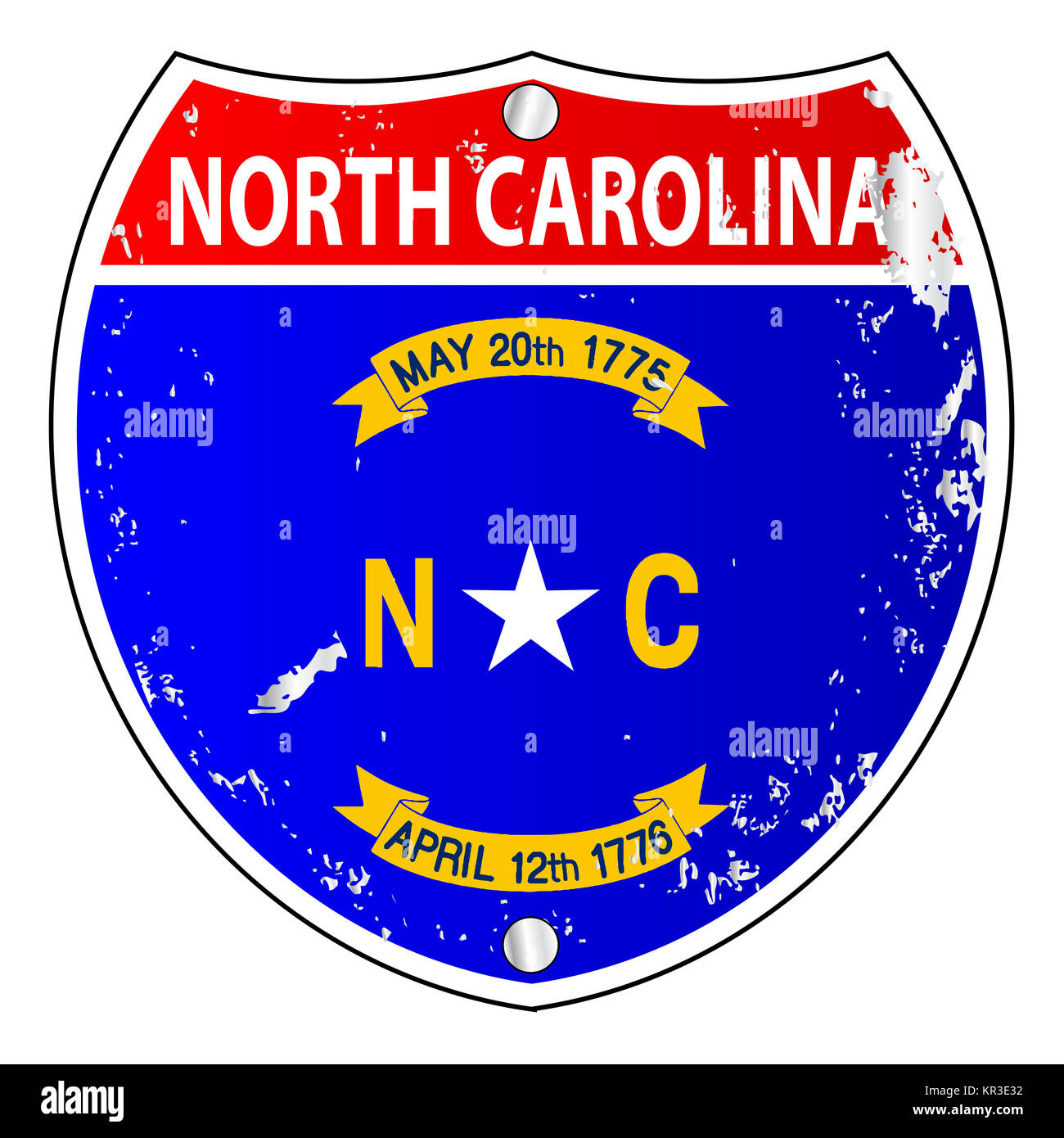 North Carolina Flag Icons As Interstate Sign Stock Photo - Alamy