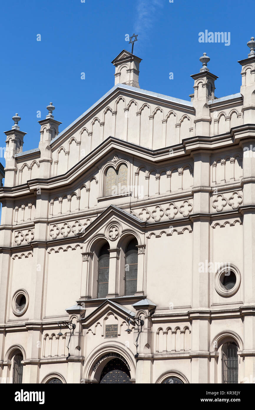 Facade of Tempel Synagogue in jewish district of Krakow - Kazimierz ...