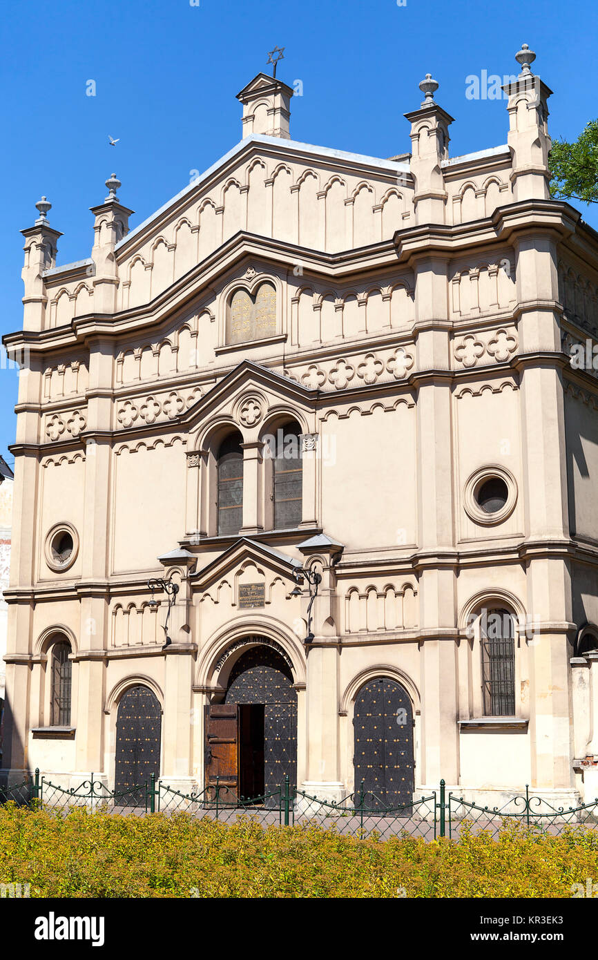 Facade of Tempel Synagogue in jewish district of Krakow - Kazimierz ...
