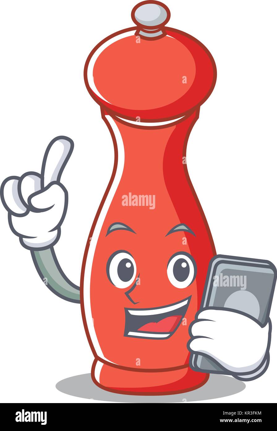 With phone pepper mill character cartoon Stock Vector Image & Art - Alamy