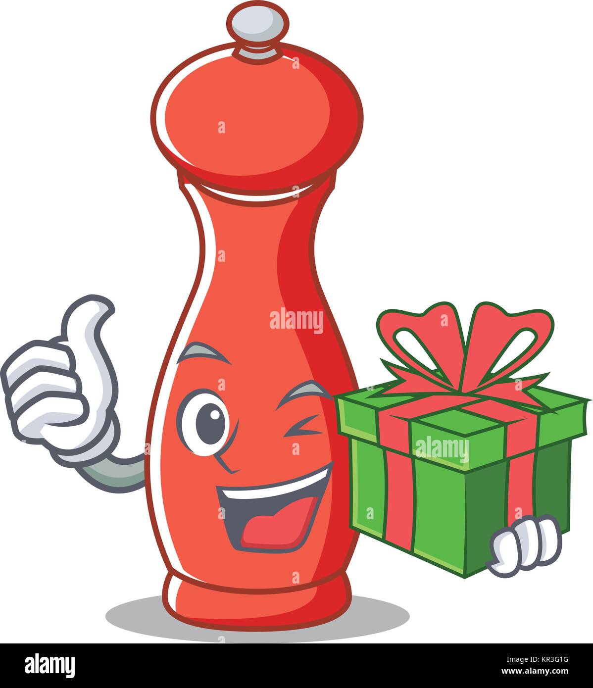With gift pepper mill character cartoon Stock Vector Image & Art - Alamy