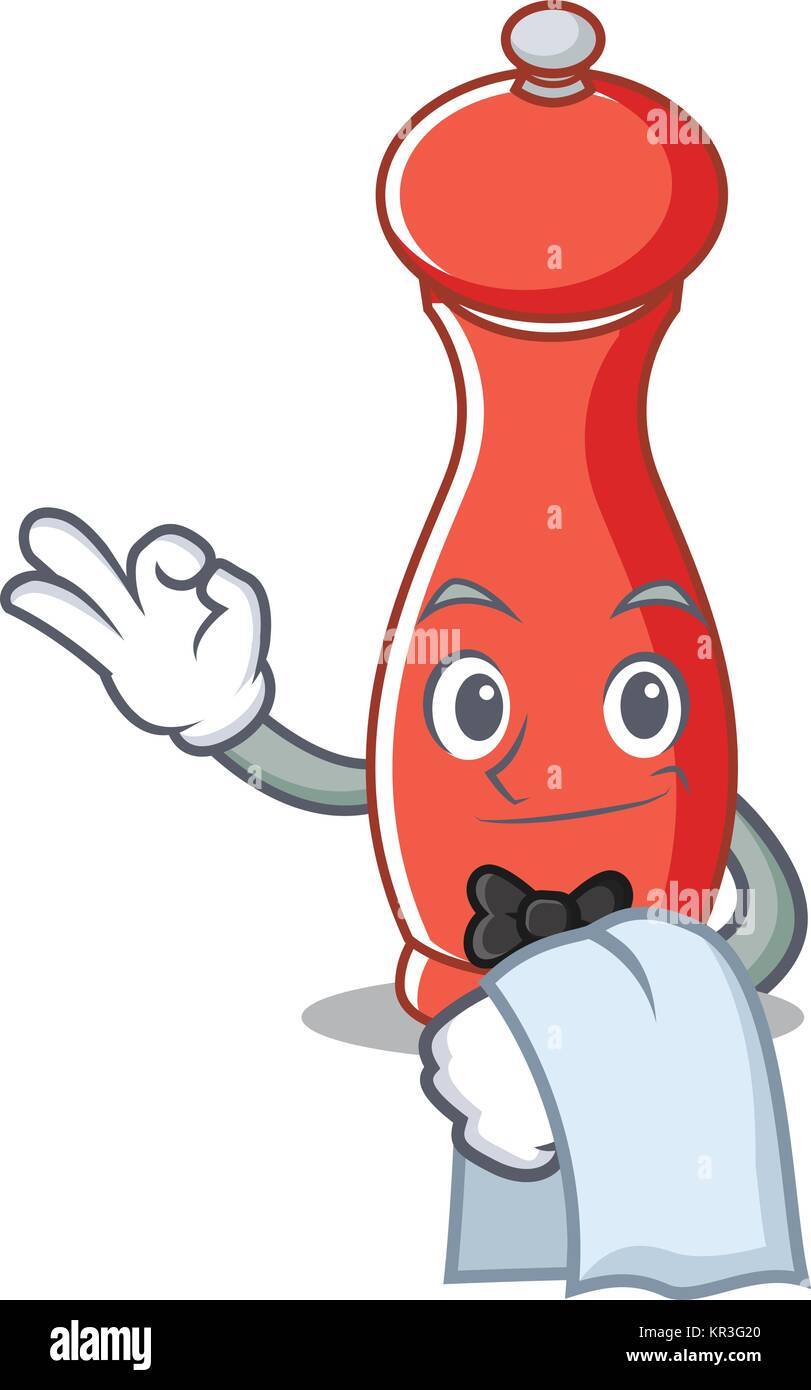 Waiter pepper mill character cartoon Stock Vector Image & Art - Alamy