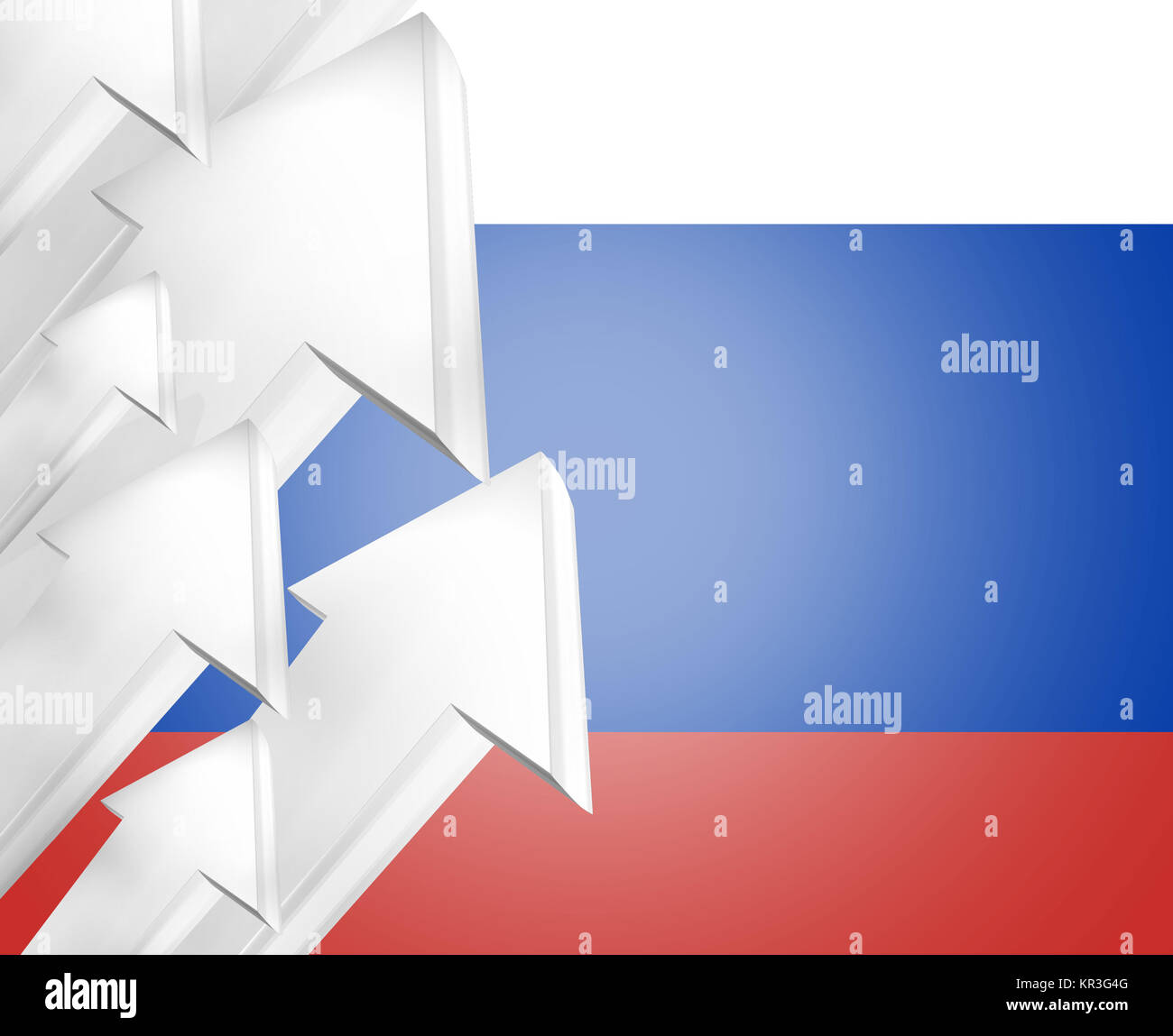 russia russian flag silver metalic arrows 3d render Stock Photo - Alamy