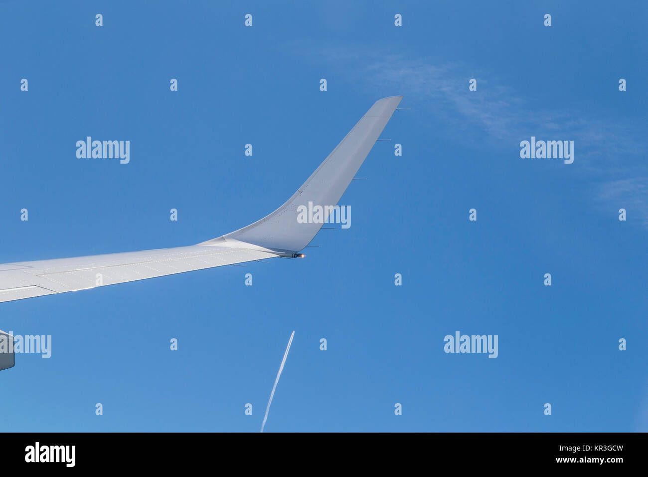 detail of aircraft wing in the sky Stock Photo - Alamy
