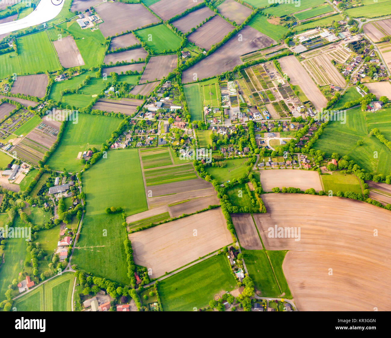 aerial of rural landscape with river near Hamburg Stock Photo - Alamy