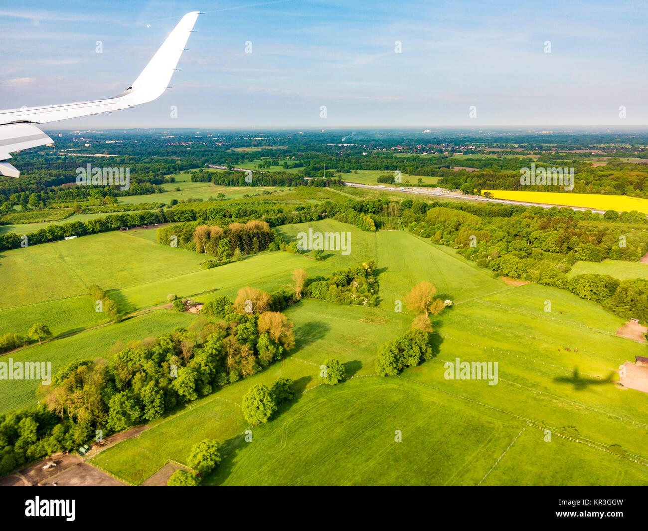 aerial of rural landscape with river near Hamburg Stock Photo - Alamy