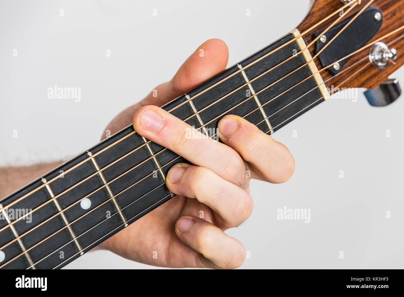 detail of fingers, string and hand of guitar player Stock Photo - Alamy