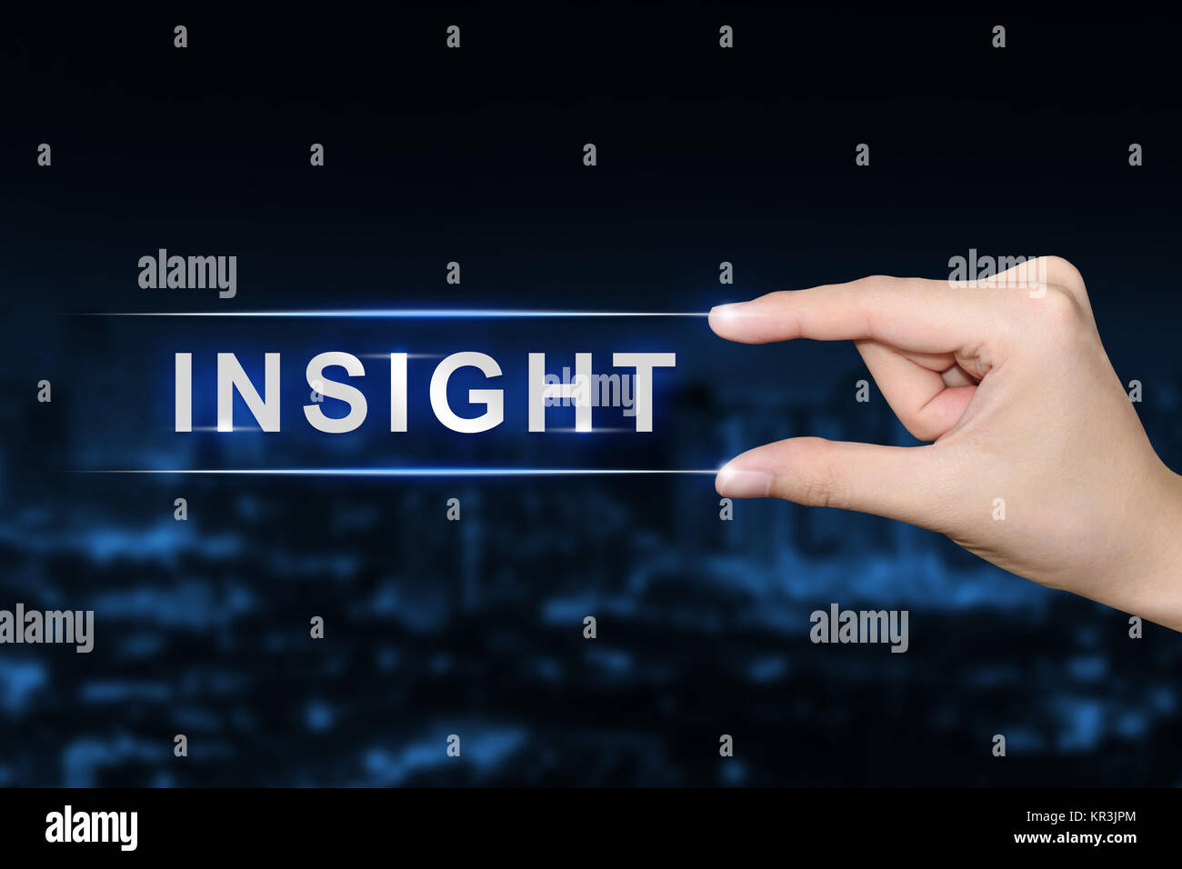 hand clicking insight button Stock Photo - Alamy