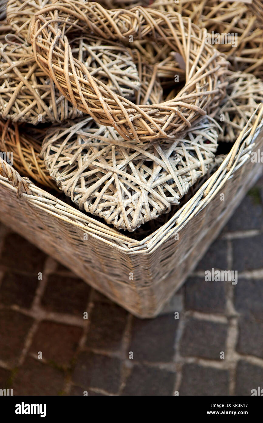 Decorative wicker hearts Stock Photo - Alamy
