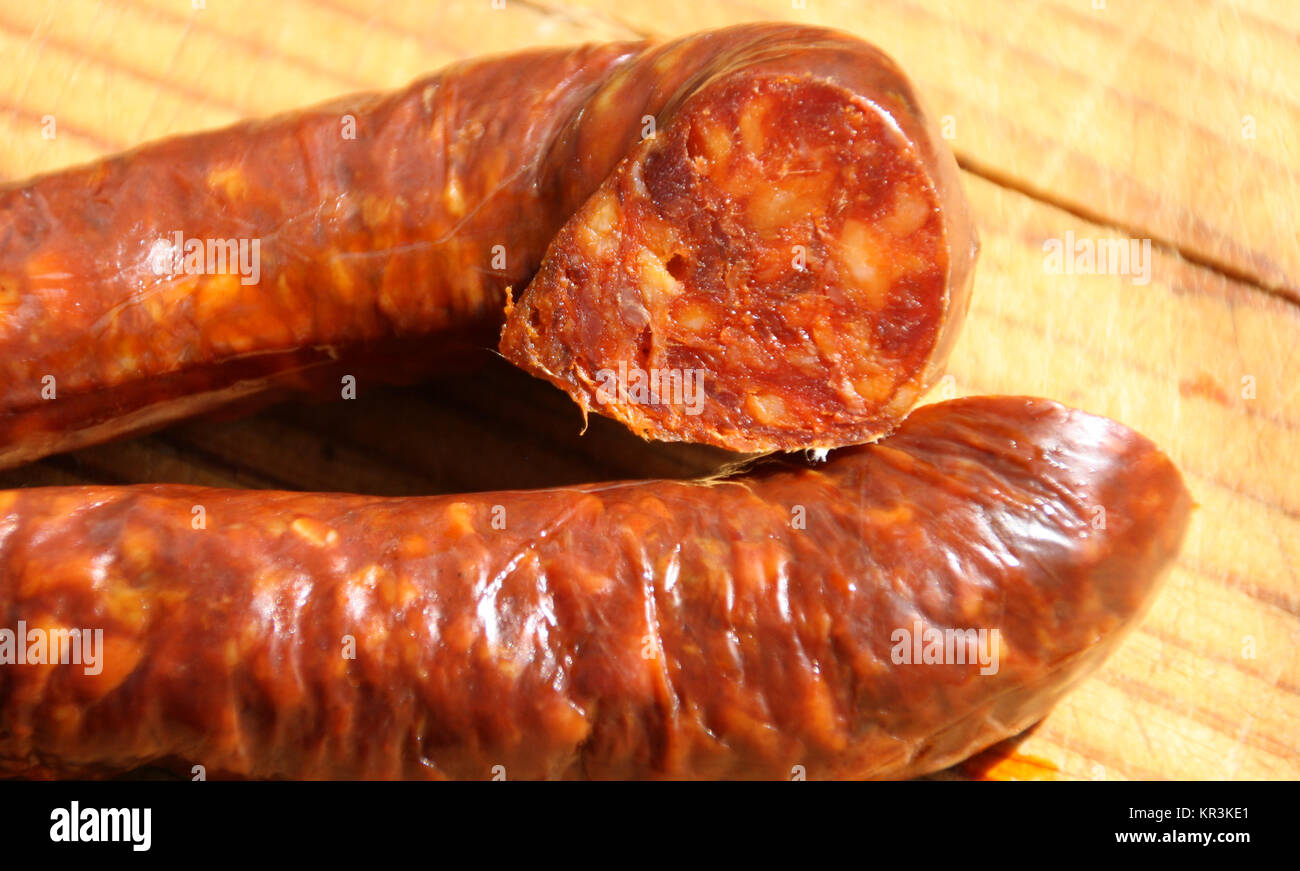 spanish ring salami Stock Photo - Alamy