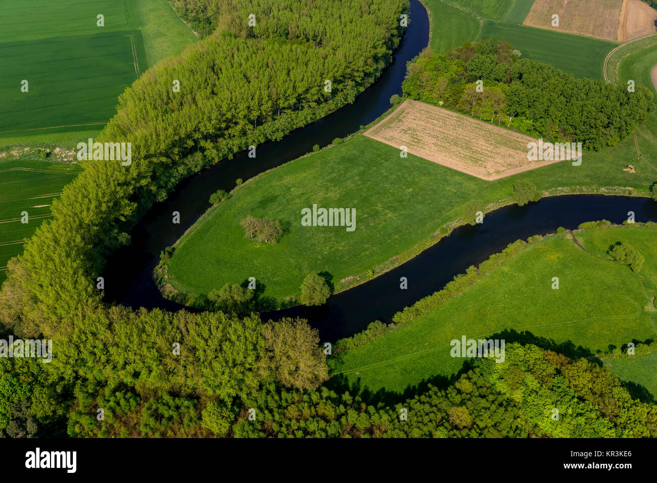 Olfen, Lippe, meander, Lippe meander, meandering river, nature reserve ...