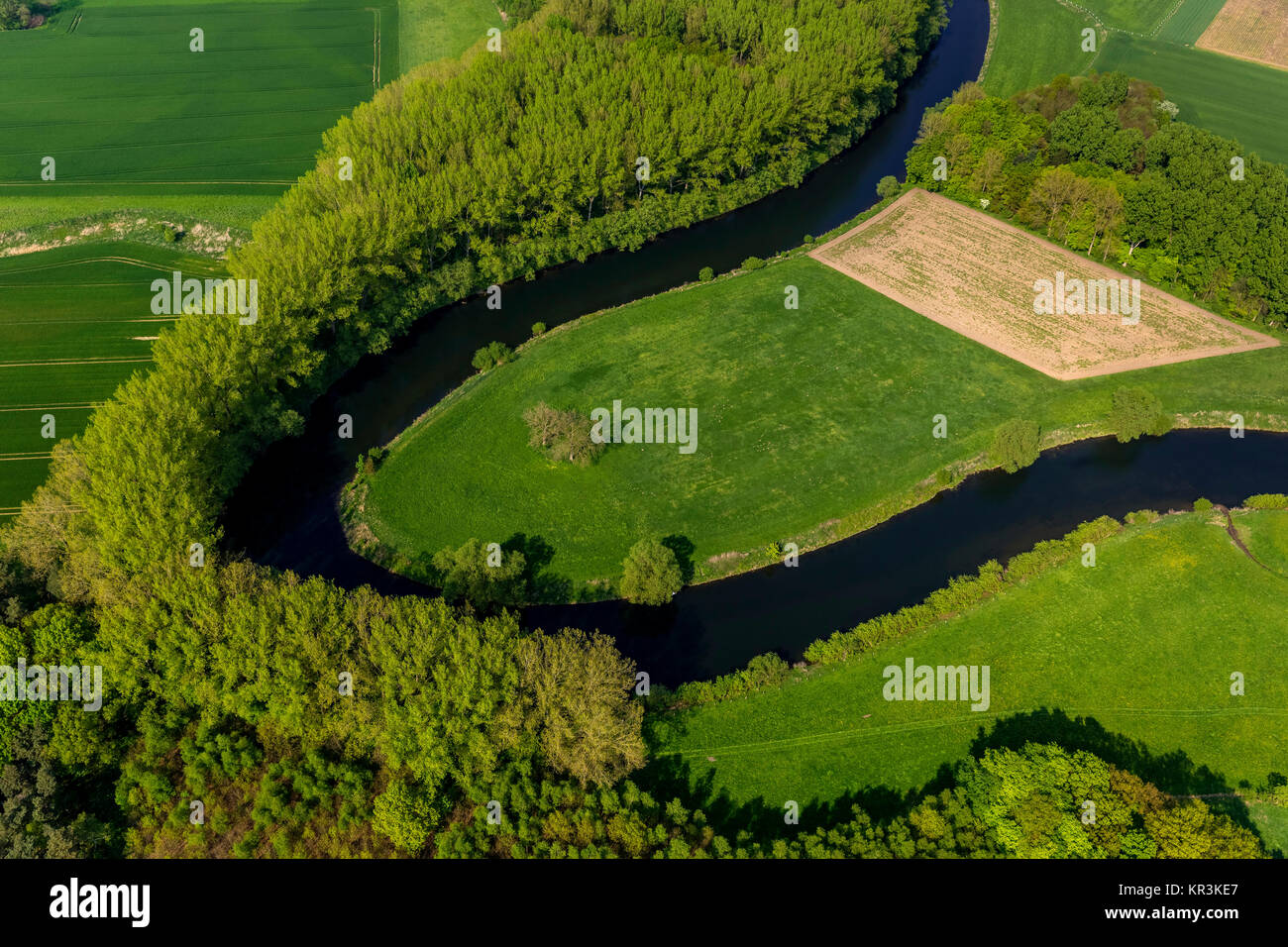 Olfen, Lippe, meander, Lippe meander, meandering river, nature reserve ...