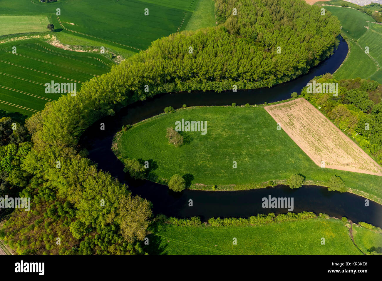Olfen, Lippe, meander, Lippe meander, meandering river, nature reserve ...
