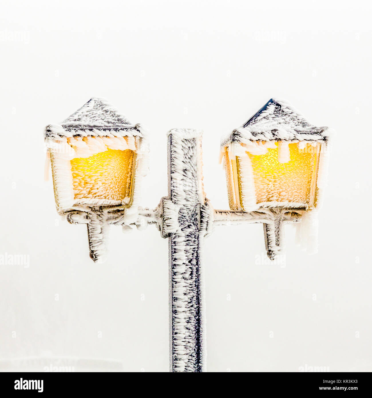outdoor lantern covered with ice in winter Stock Photo - Alamy
