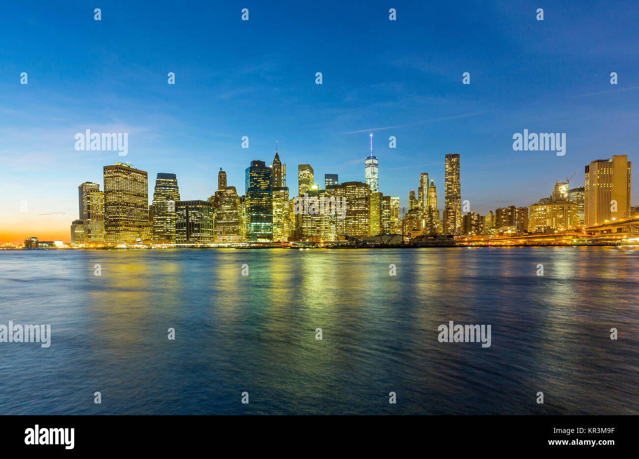 Manhattan waterfront at night, New York City, USA Stock Photo - Alamy