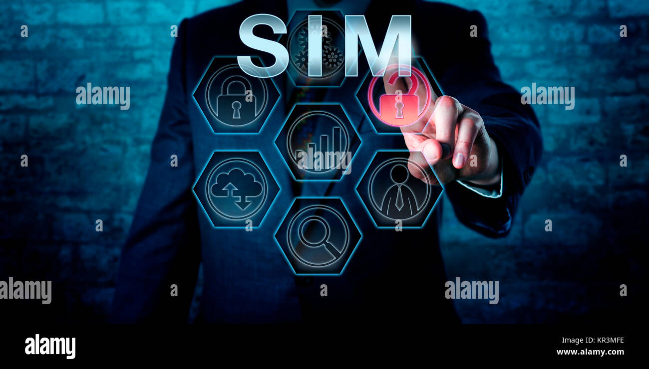 Cyber Security Manager Touching SIM Stock Photo - Alamy
