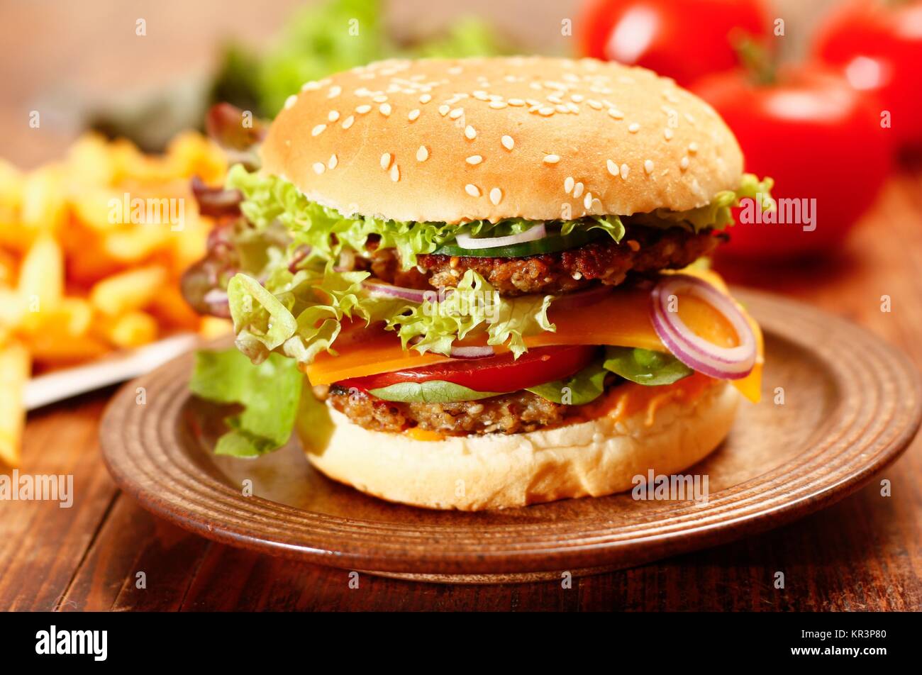 cheeseburger and french Stock Photo - Alamy