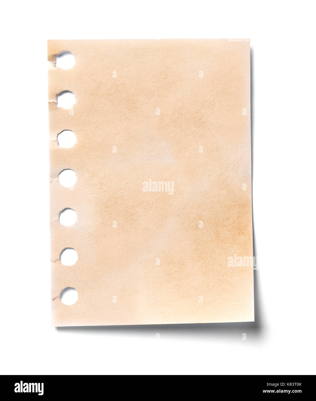 close up of a vintage note paper on white background Stock Photo - Alamy