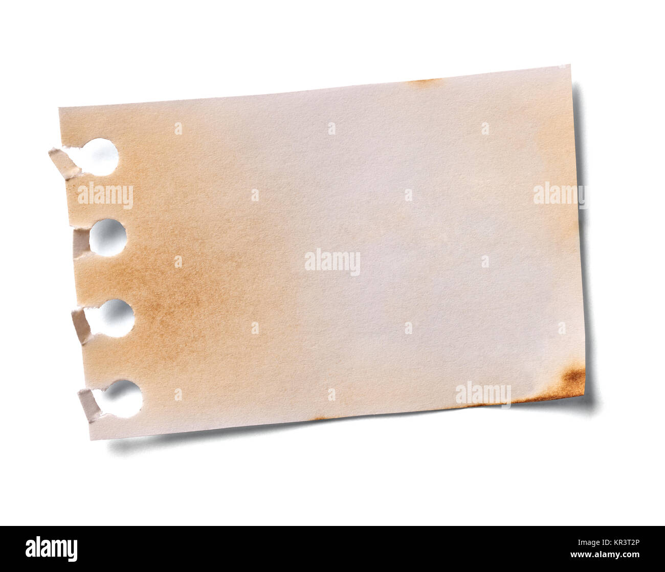 close up of a vintage note paper on white background Stock Photo - Alamy