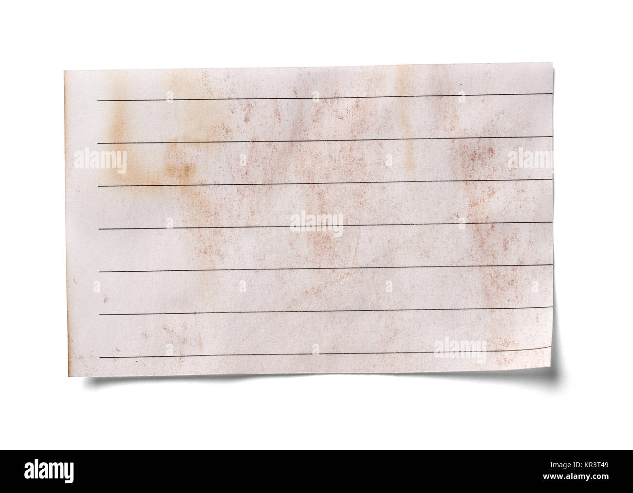 close up of a vintage note paper on white background Stock Photo - Alamy