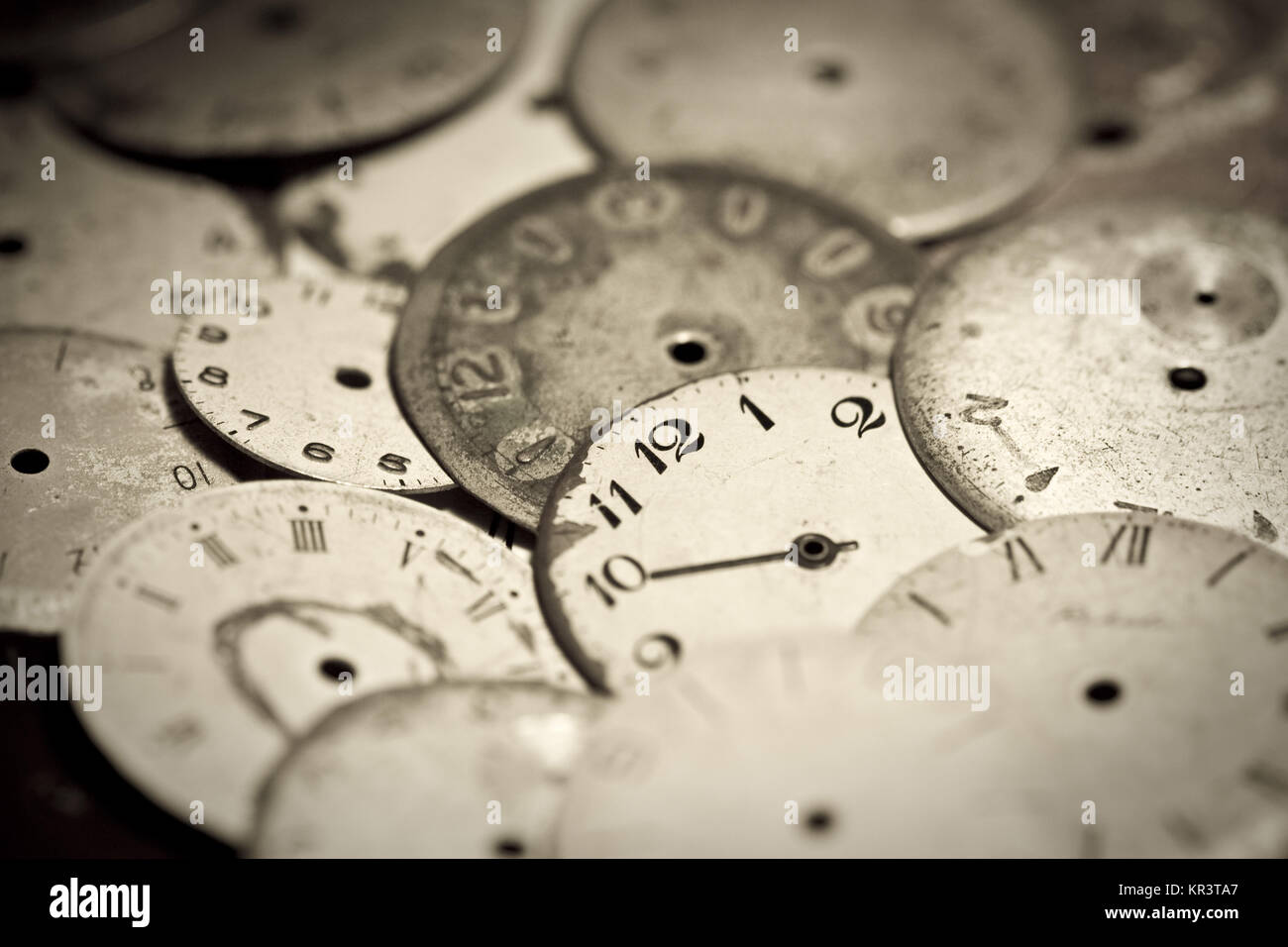 Collection of old clock dials Stock Photo - Alamy
