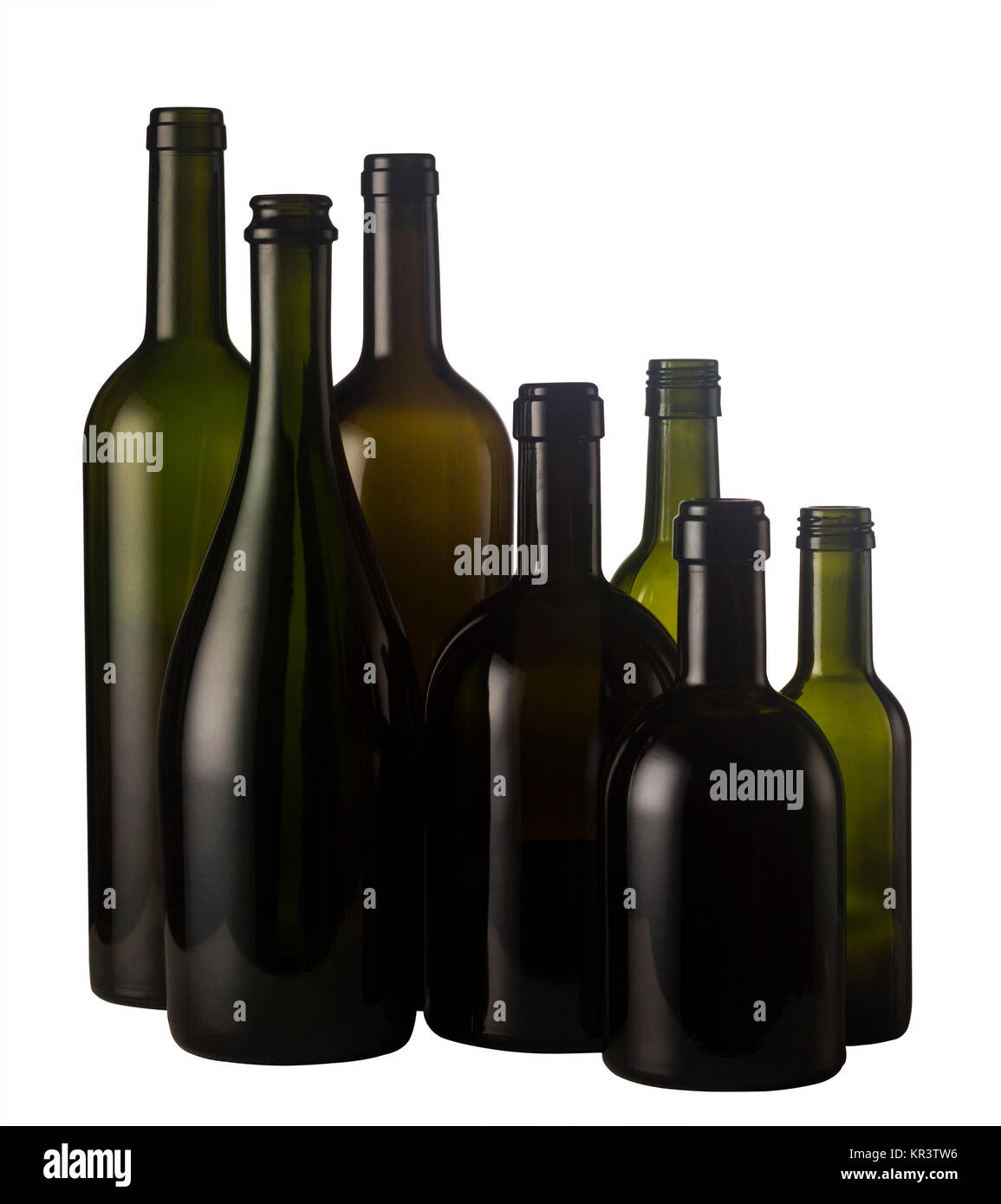 Empty wine bottles isolated on white Stock Photo - Alamy