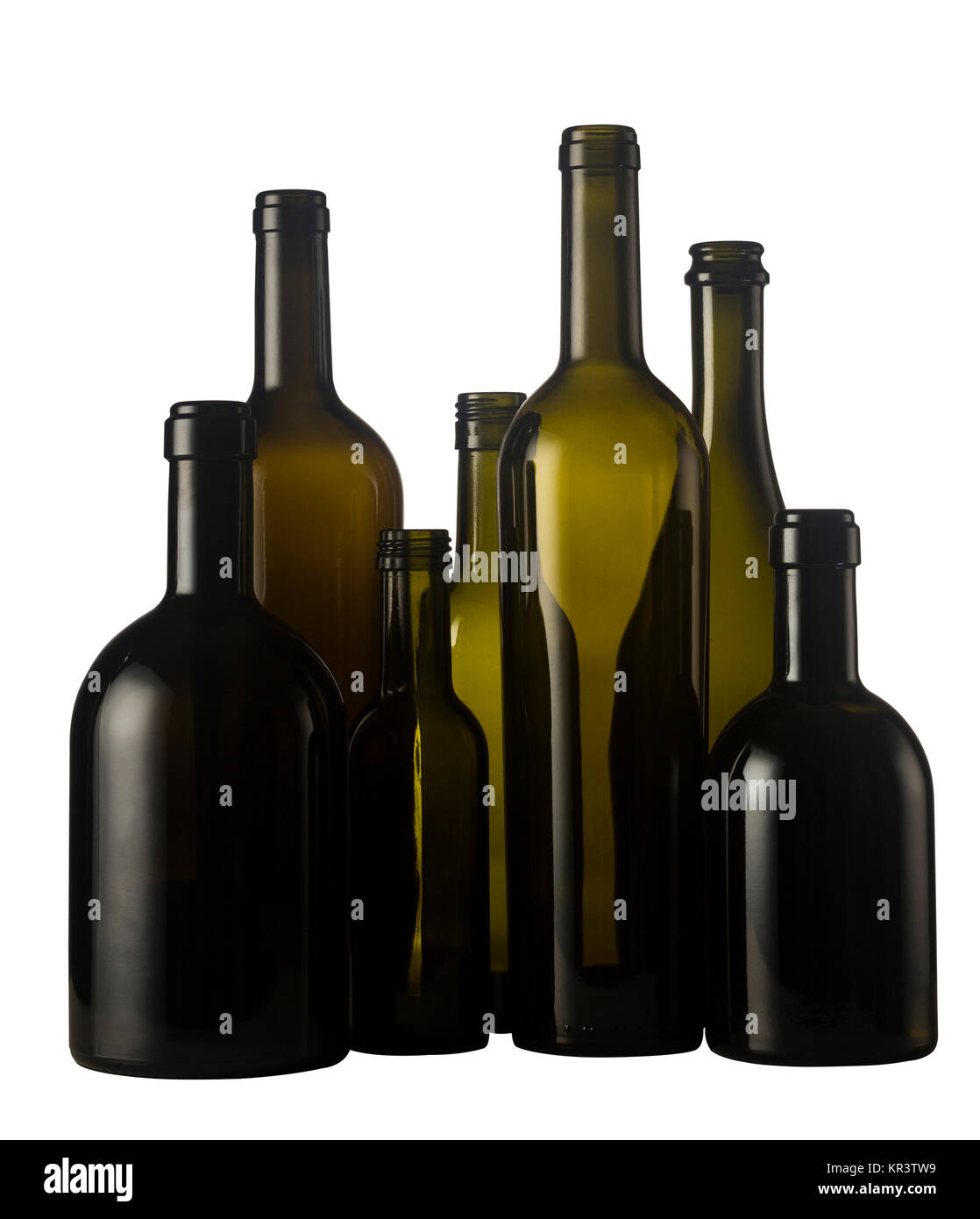 Empty wine bottles isolated on white Stock Photo - Alamy