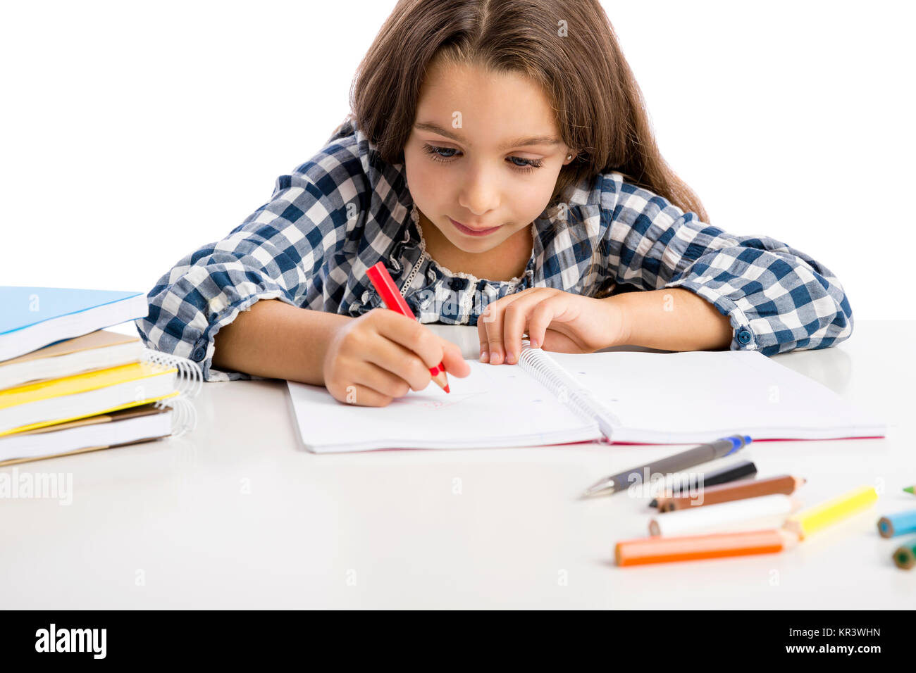 Little girl making drawings Stock Photo - Alamy