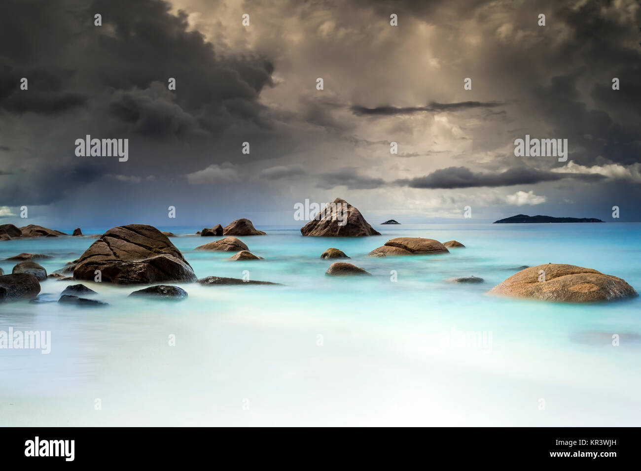 Sunset colors of Seychelles Stock Photo - Alamy