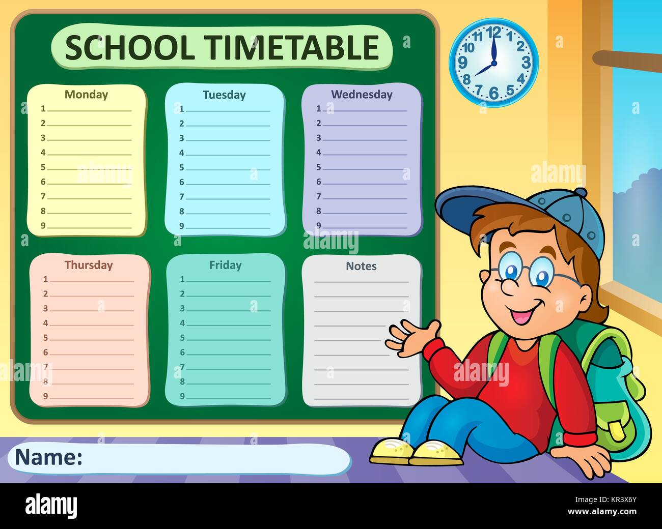 Weekly school timetable theme 6 Stock Photo - Alamy