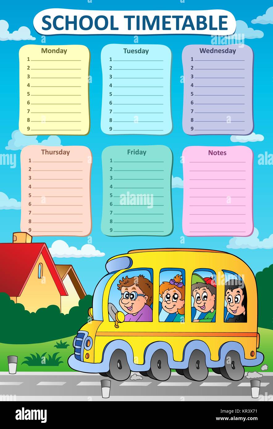 Weekly school timetable theme 8 Stock Photo - Alamy