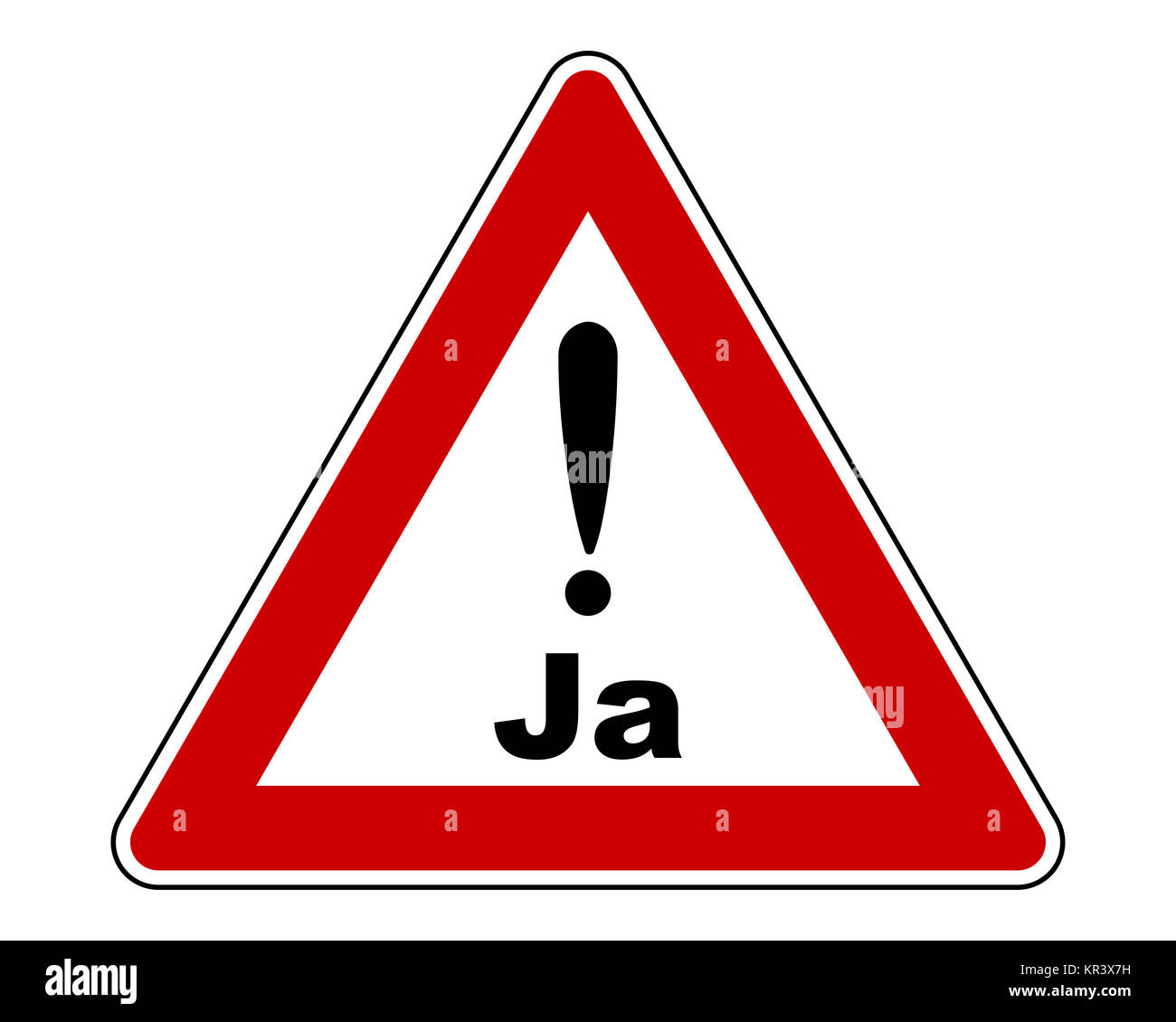 warning sign with exclamation yes Stock Photo - Alamy