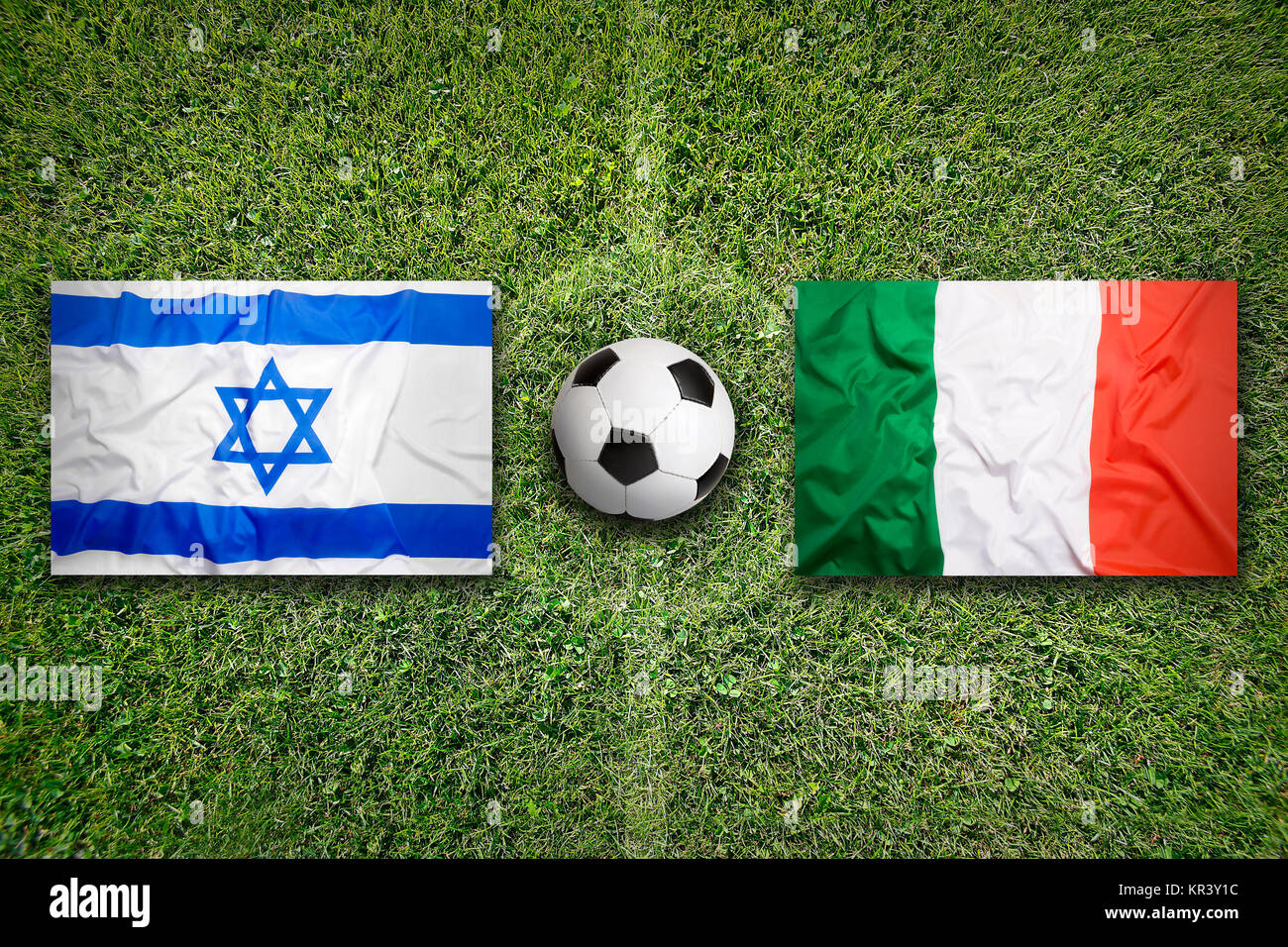 Israel vs. Italy flags on soccer field Stock Photo - Alamy