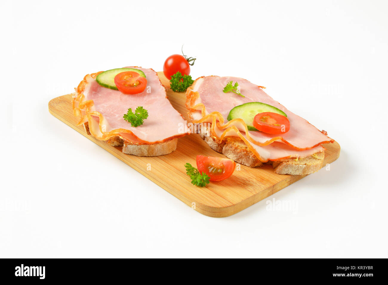 open faced ham sandwiches Stock Photo - Alamy