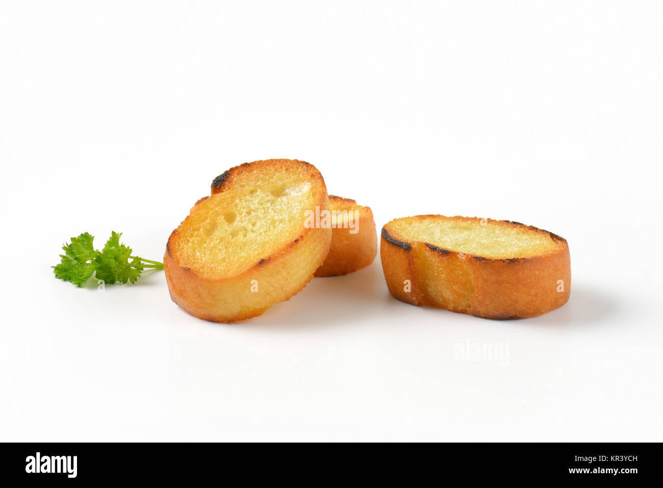 pan fried French bread slices Stock Photo - Alamy