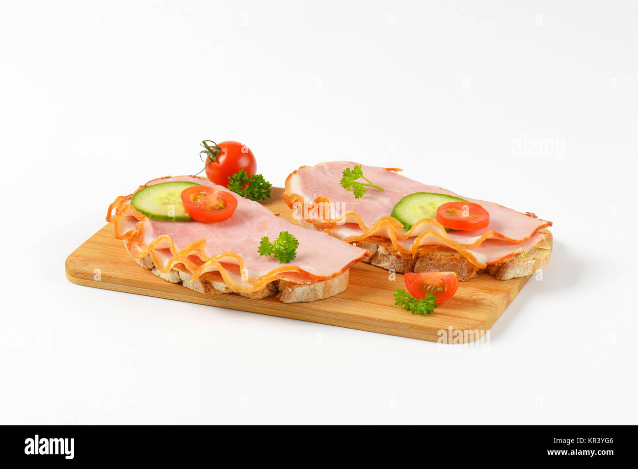 open faced ham sandwiches Stock Photo - Alamy