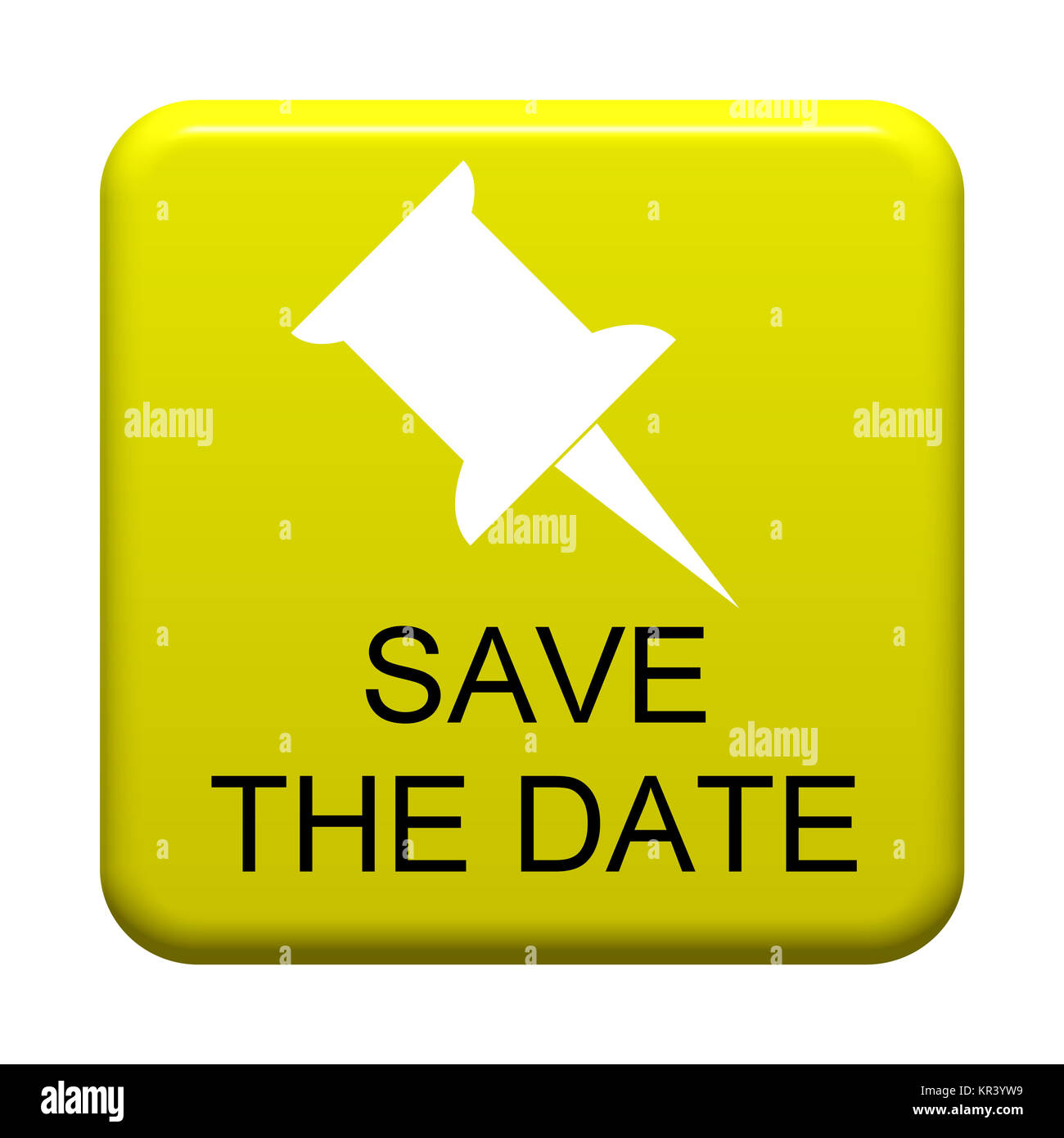 Gelber isolierter Button mit Symbol zeigt Save the Date Stock Photo - Alamy