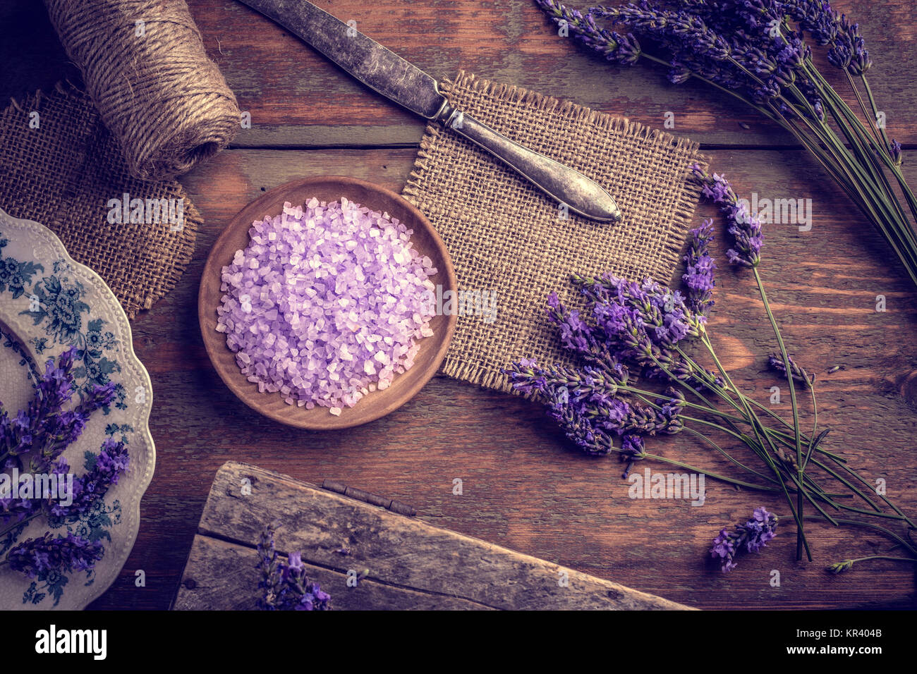 Lavender bath salt Stock Photo - Alamy