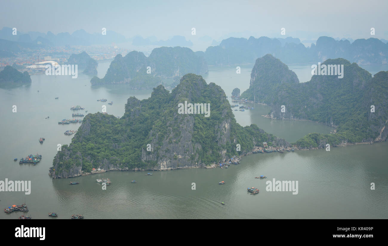 Ha Long Bay at rainy day in Quang Ninh, North of Vietnam Stock Photo ...