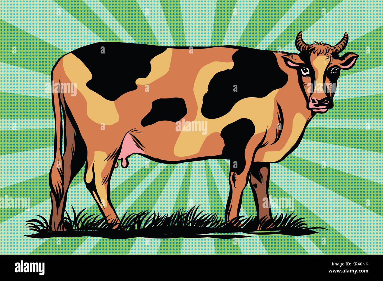 Color spotted farm cow Stock Photo - Alamy