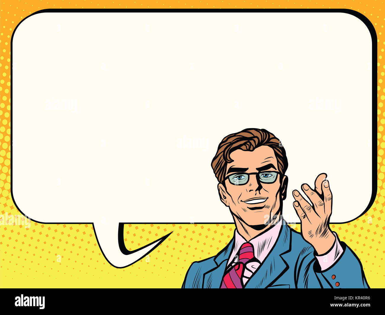 Business man poster comic bubble Stock Photo - Alamy