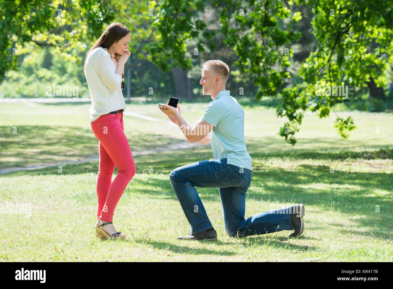 Man Making Proposal To Woman Stock Photo - Alamy