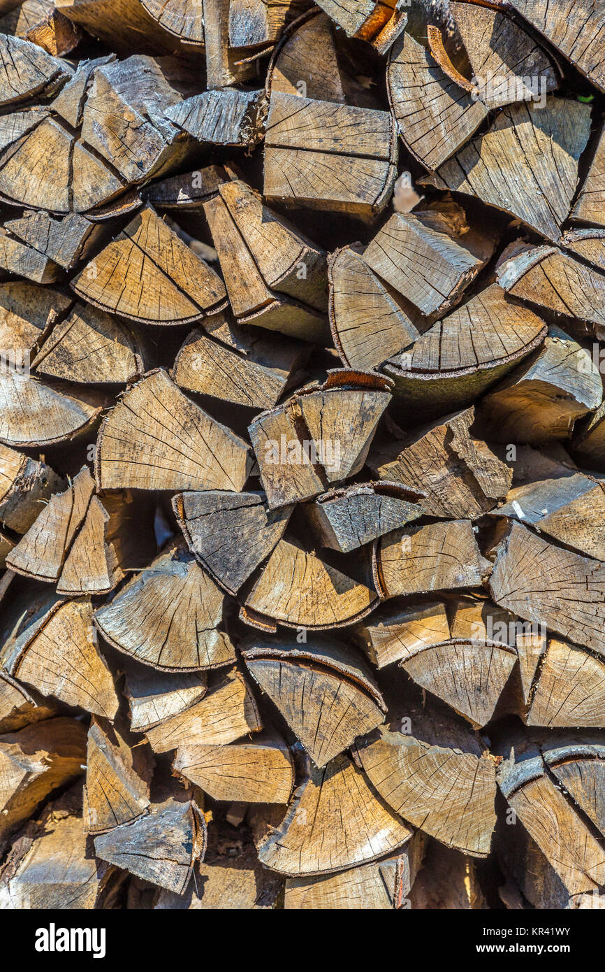 detail of stapled fire wood in the forest Stock Photo - Alamy