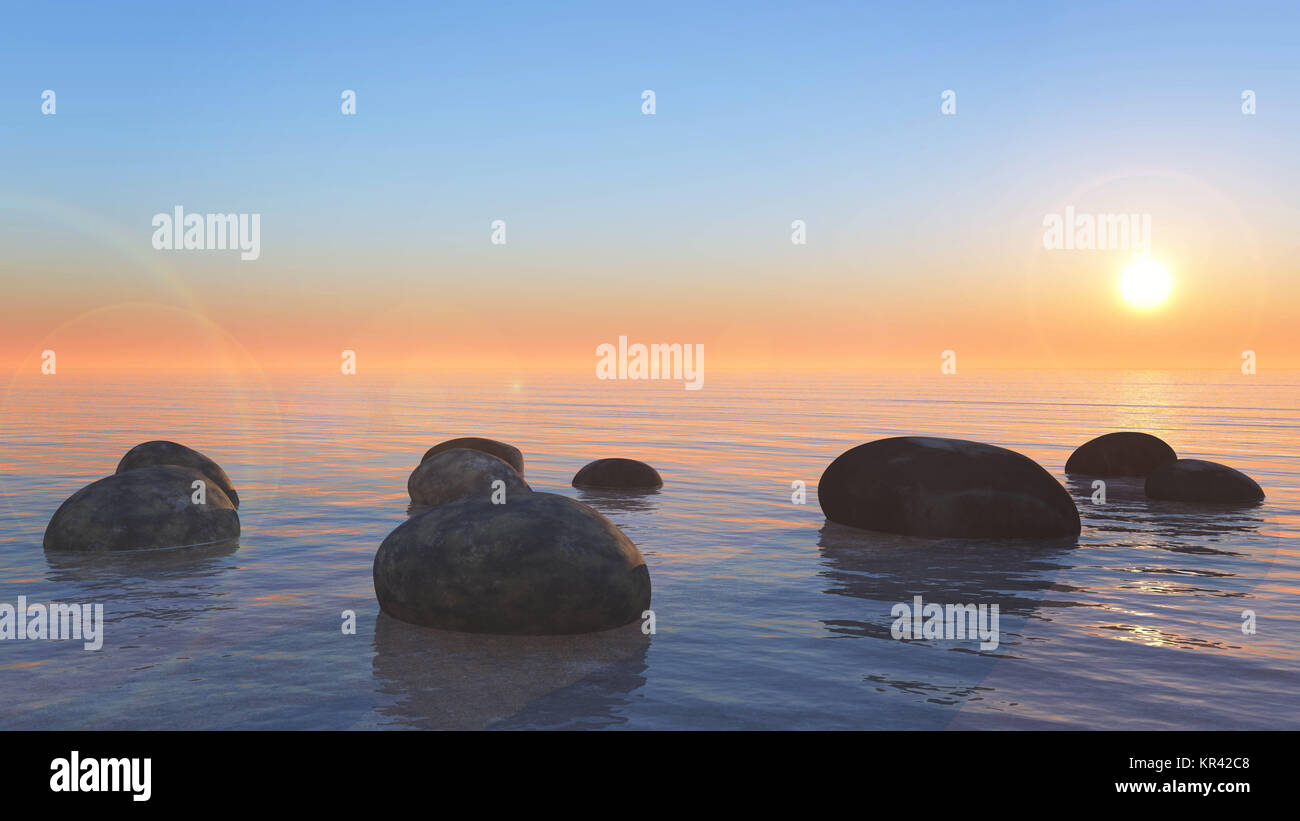 sea stone sunset view Stock Photo - Alamy
