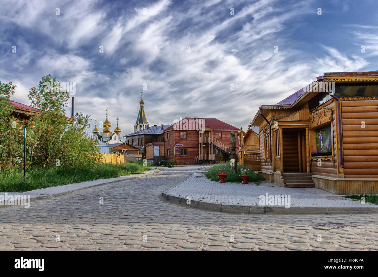 Wooden buildings at old town, Yakutsk, Russia Stock Photo - Alamy