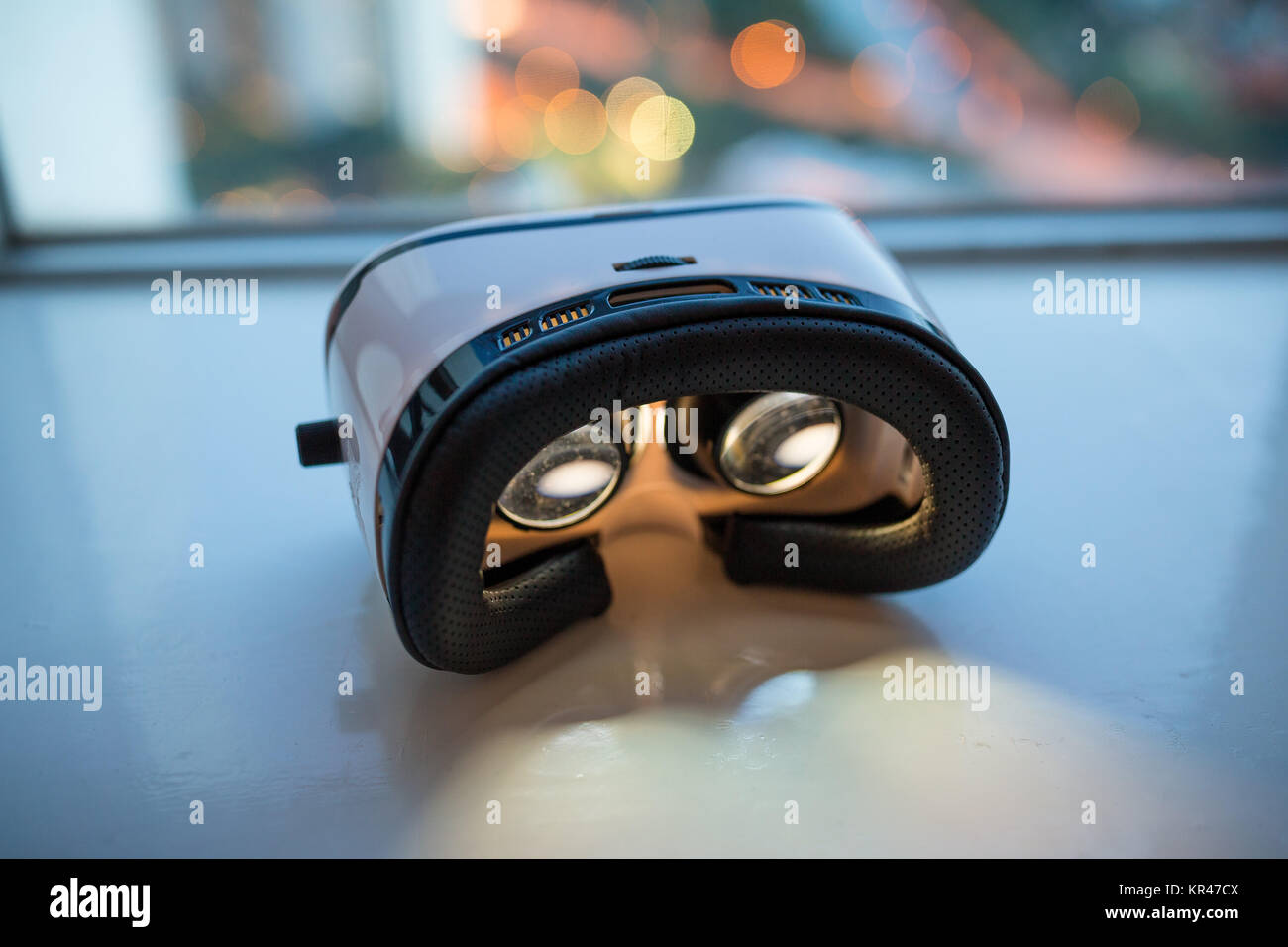 Virtual Reality headset light up at night Stock Photo - Alamy