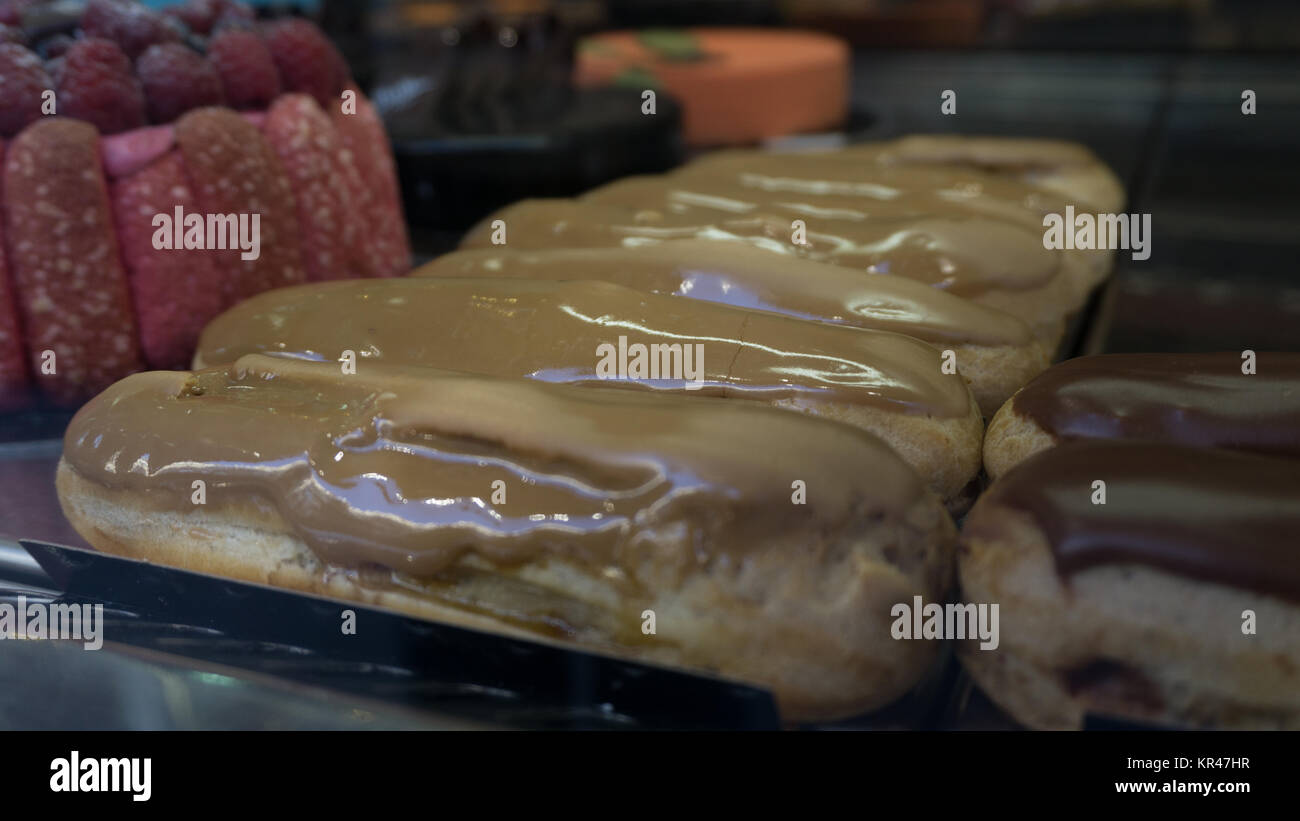 Homemade eclair choux pastry with chocolate Stock Photo - Alamy
