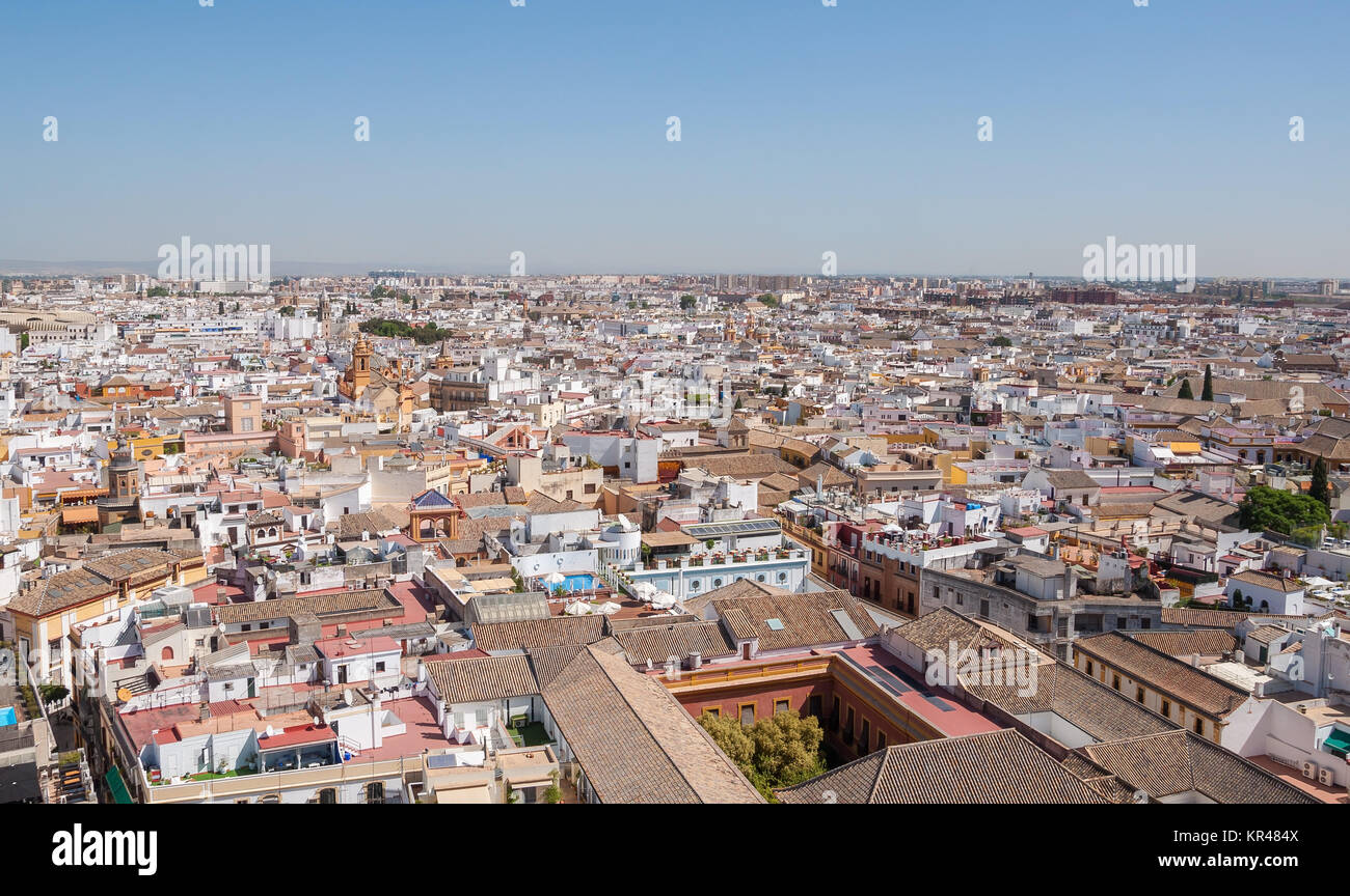 Rooftop view of Seville city in Spain from the Giralda tower Stock ...