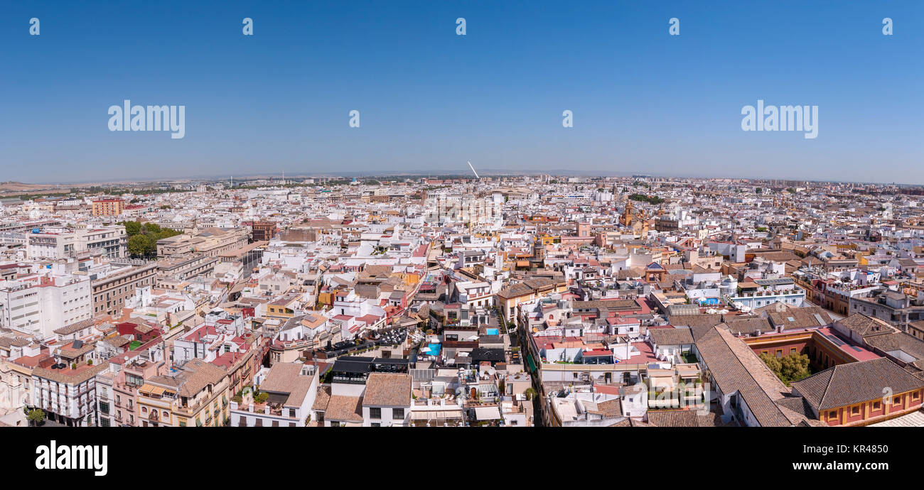 Rooftop view of Seville city in Spain from the Giralda tower Stock ...