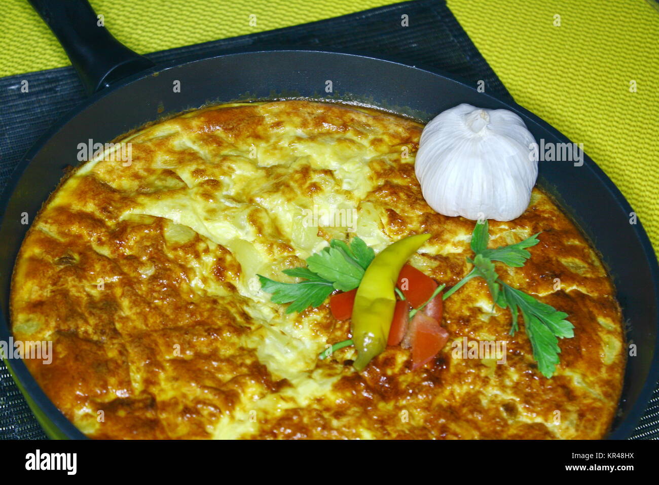 tortilla,ready to serve in a frying pan Stock Photo - Alamy